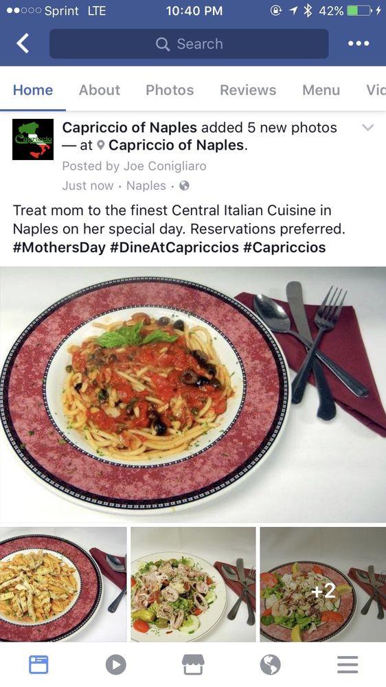 Menu at Capriccio of Naples Italian Restaurant, Naples