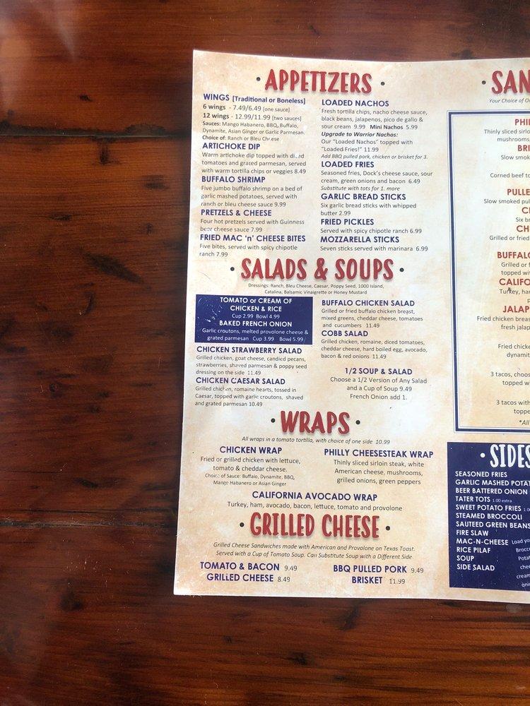 Menu at Dock Rotz Tavern pub & bar, Minooka