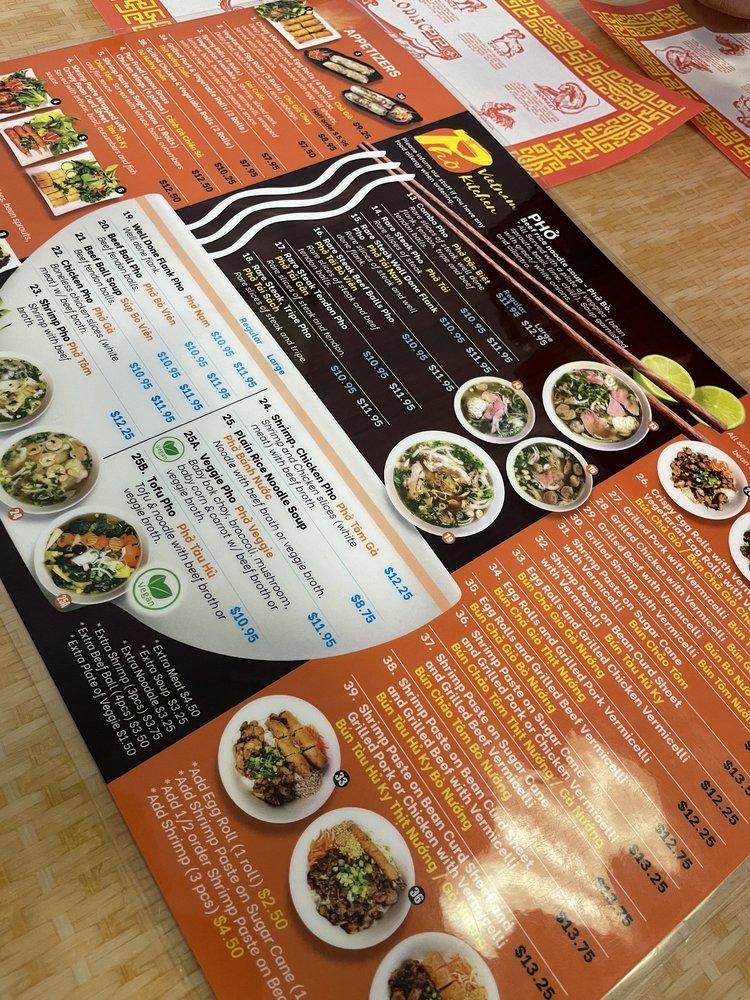 Menu at Phở Vietnam Kitchen restaurant, West Covina, S Azusa Ave