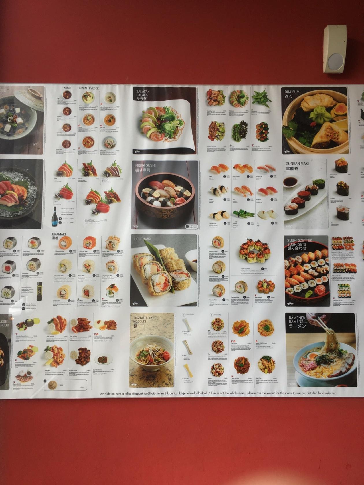 Menu at Planet Sushi Oktogon restaurant, Budapest, Oktogon 3