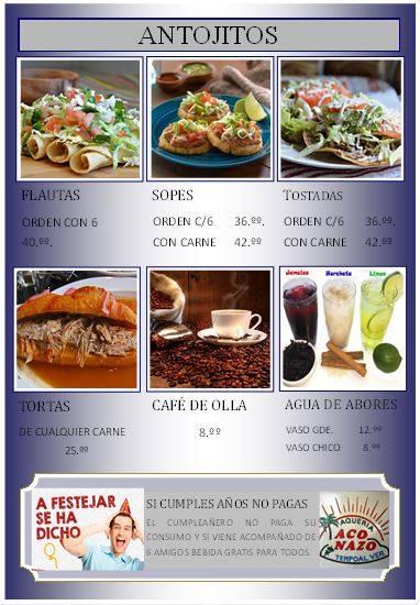 Menu at Taqueria Taconazo 2 restaurant, Tempoal