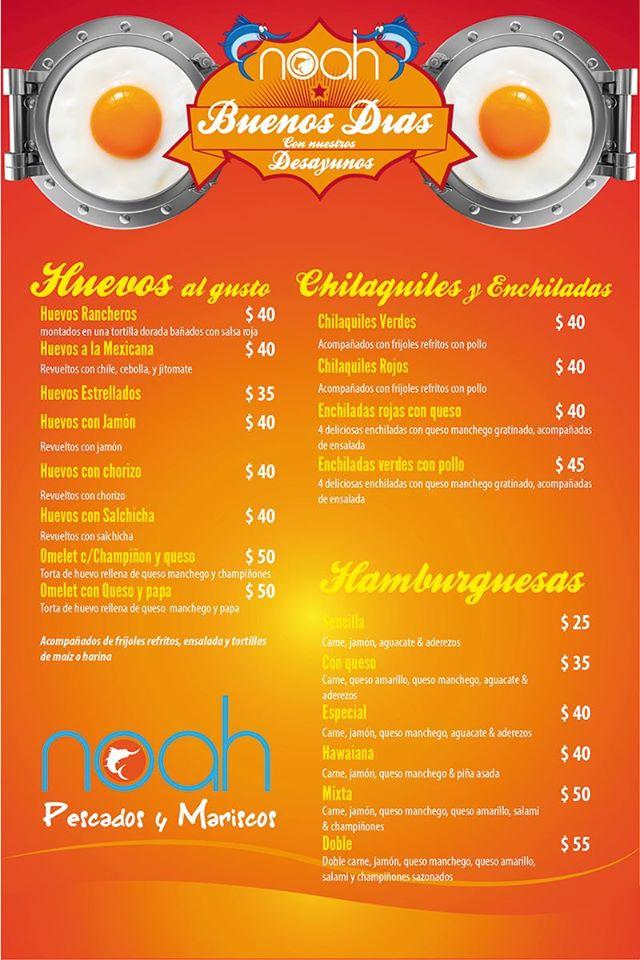 Menu at noah restaurant, Guadalupe