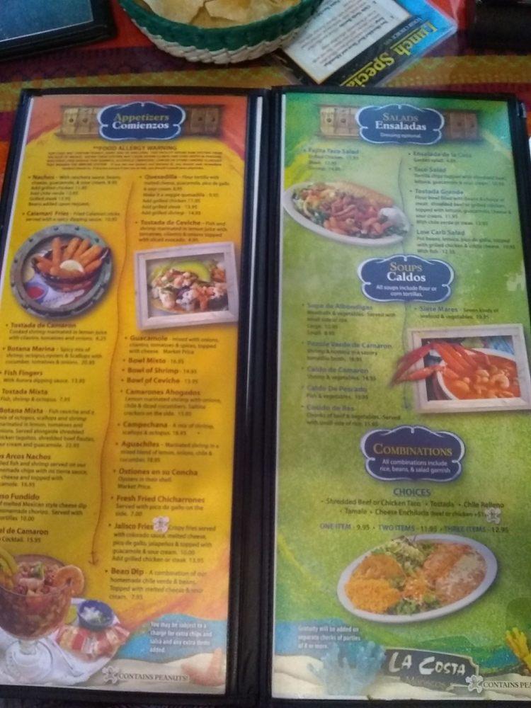Carta del restaurante La Costa Mariscos Fine Mexican Food, Bakersfield ...
