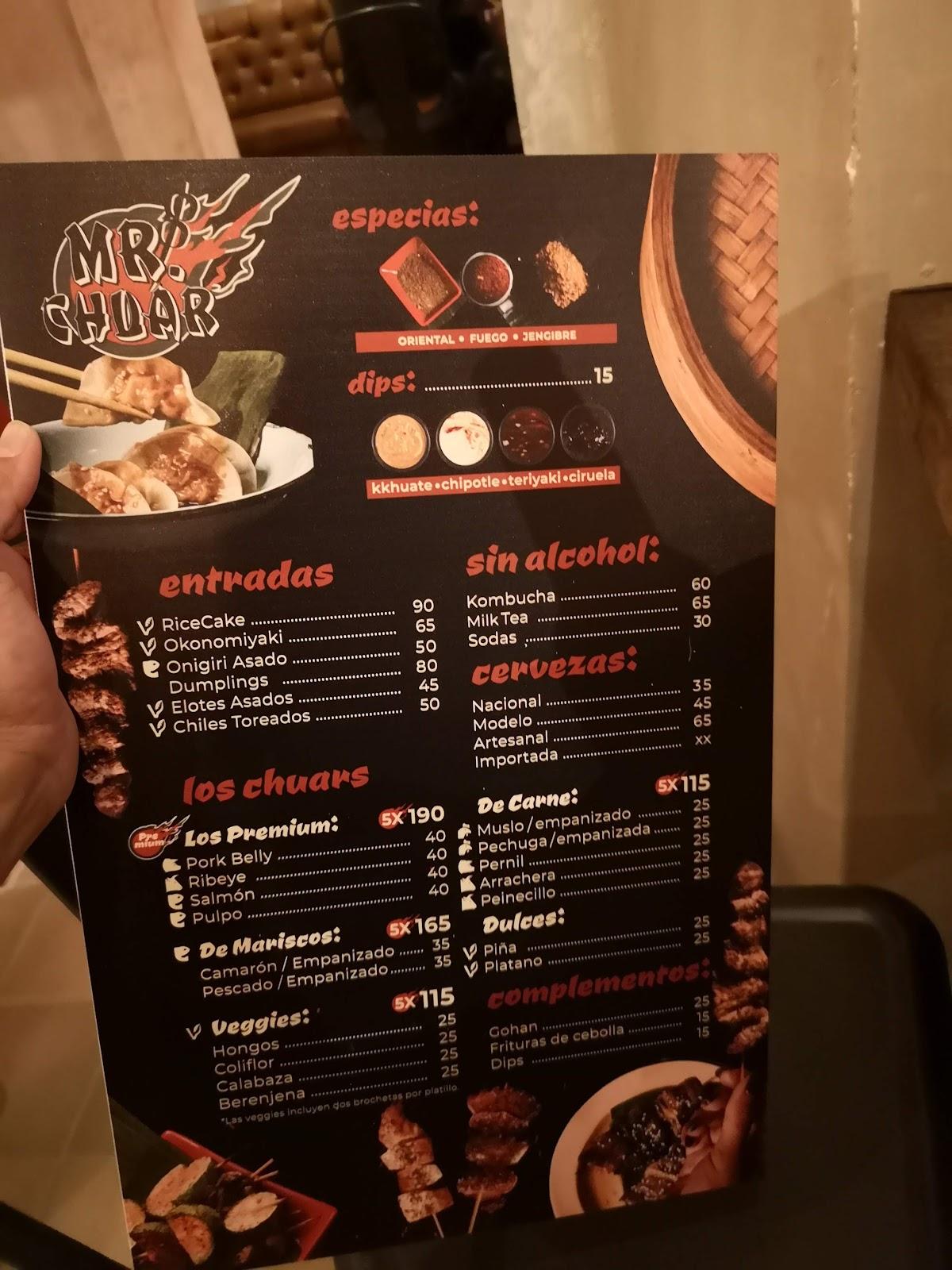 Carta del pub y bar Mr Chuar, Guadalajara