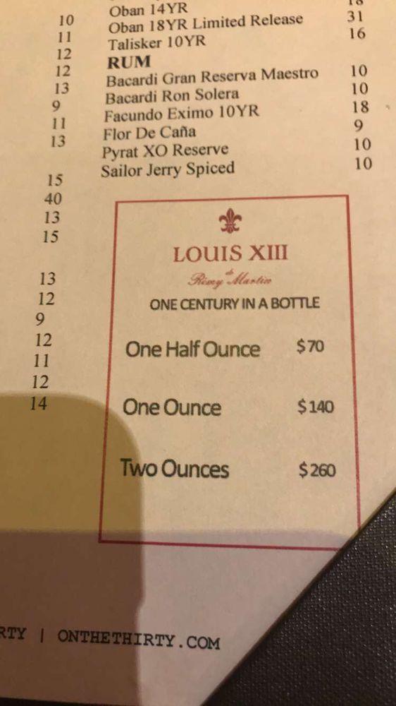 Menu at On The Thirty pub & bar, Los Angeles, Ventura Blvd #112