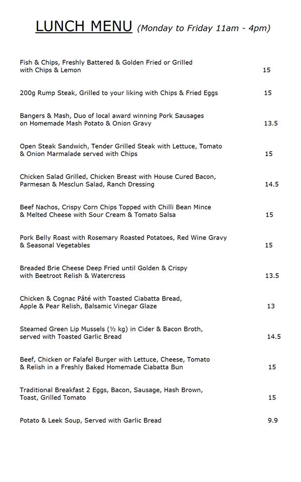 Menu at Pineacres Restaurant & Bar, Kaiapoi