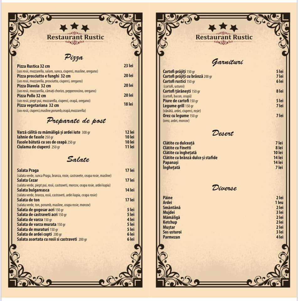 Menu at Rustic, Râmnicu Sărat, Strada 8 Martie 1