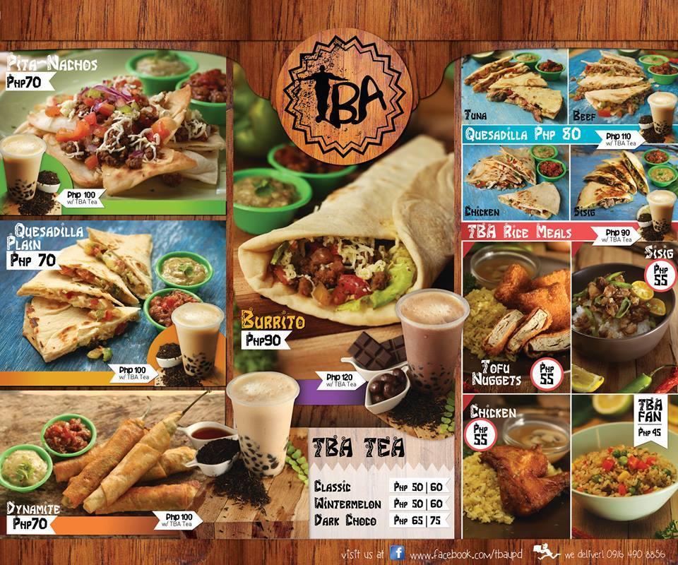 Menu at TBA restaurant, Quezon City, 101 J. P. Laurel St cor Balagtas ...