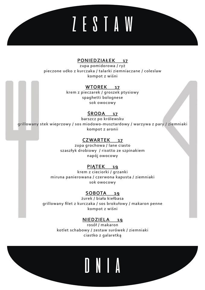 Menu at Aqua Bar, Kraków