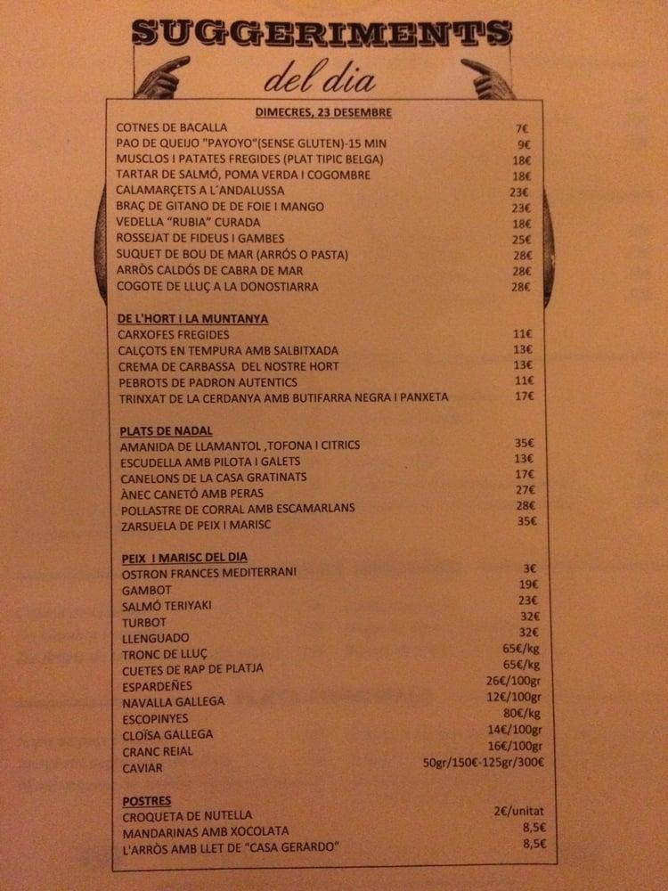 Menu at Boca Grande pub & bar, Barcelona, Passatge de la Concepció