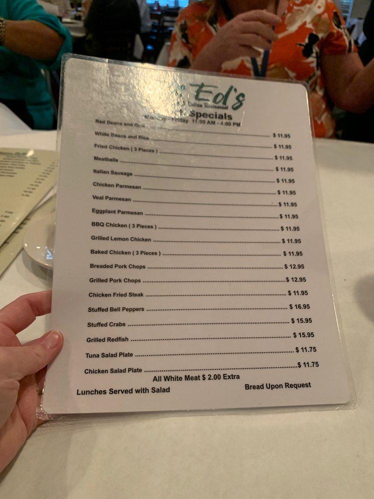 Menu at Mr. Ed's Seafood & Italian Restaurant, LIVE OAK, Metairie