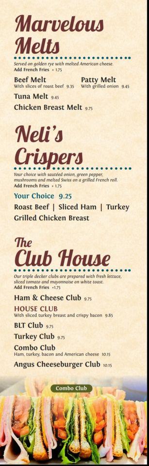 Menu at Neli's Restaurant, South Beloit