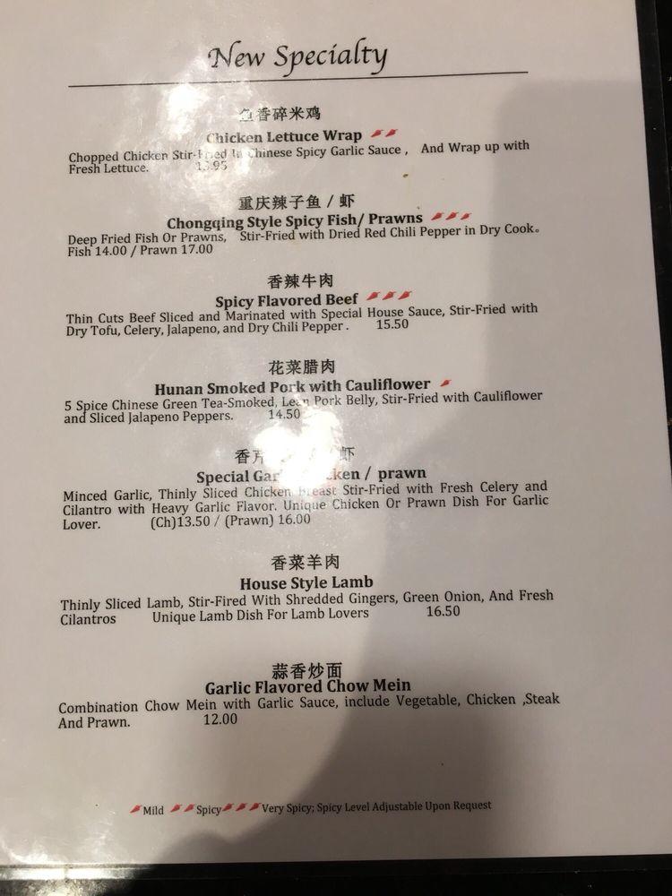 Menu at Sichuan House restaurant, Walnut Creek