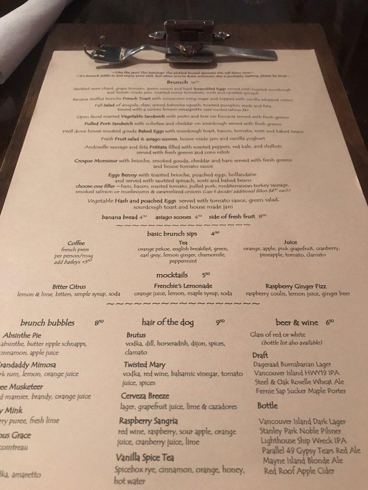 Menu at Twisted Fork restaurant, Vancouver, 213 Carrall St