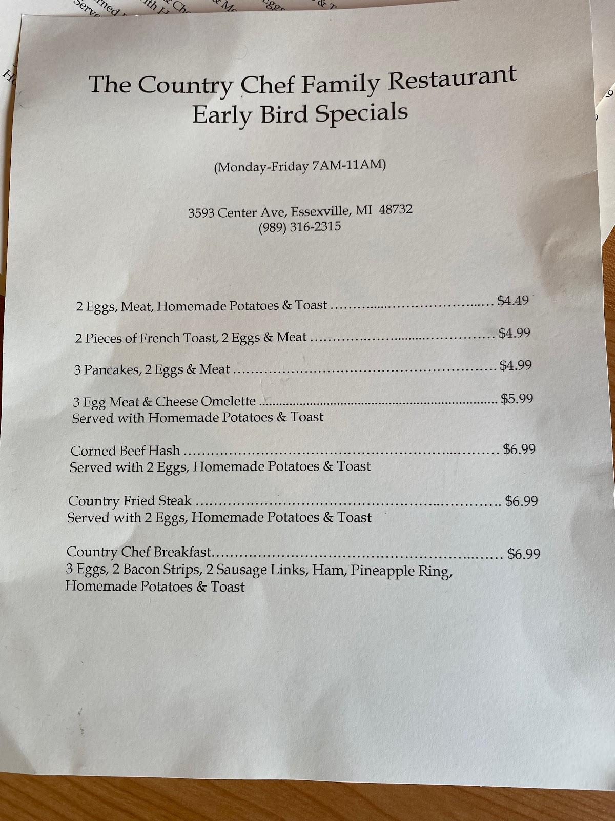 Menu at Country Chef restaurant, Essexville