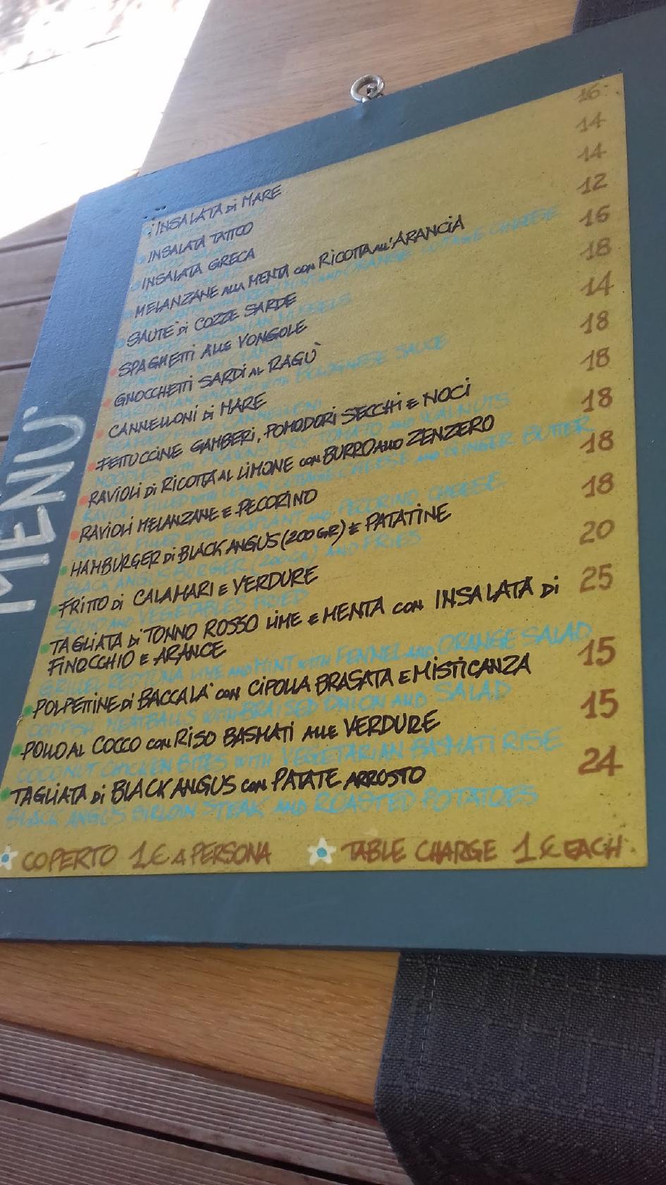 Menu da Le Tattoo - Ristorante Snack Bar, Portisco