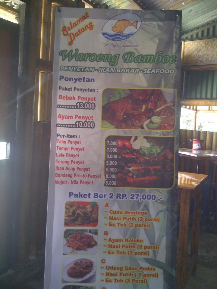 Menu at RM Boemi Abi restaurant, Surabaya
