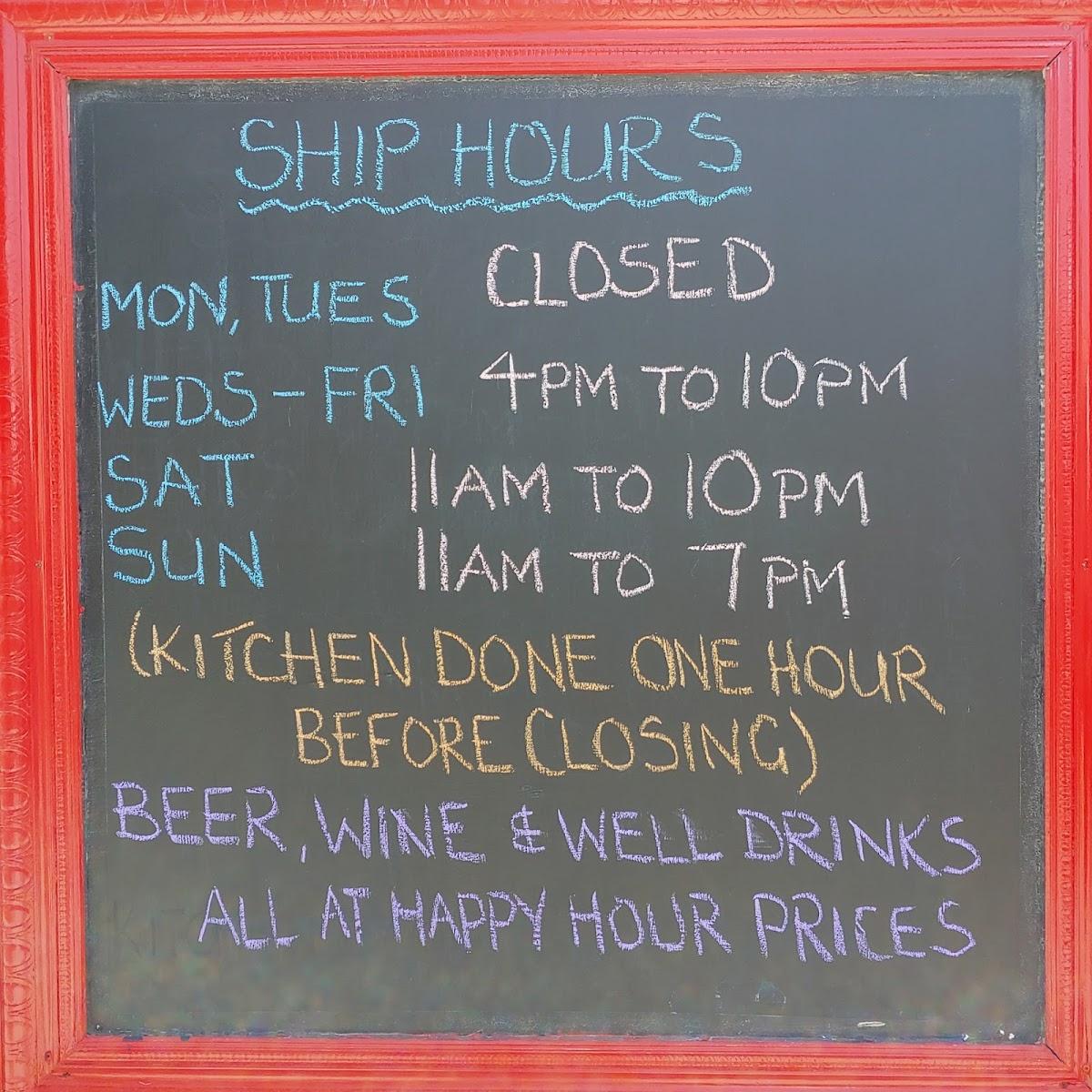 Menu at The Olde Ship pub & bar, Fullerton