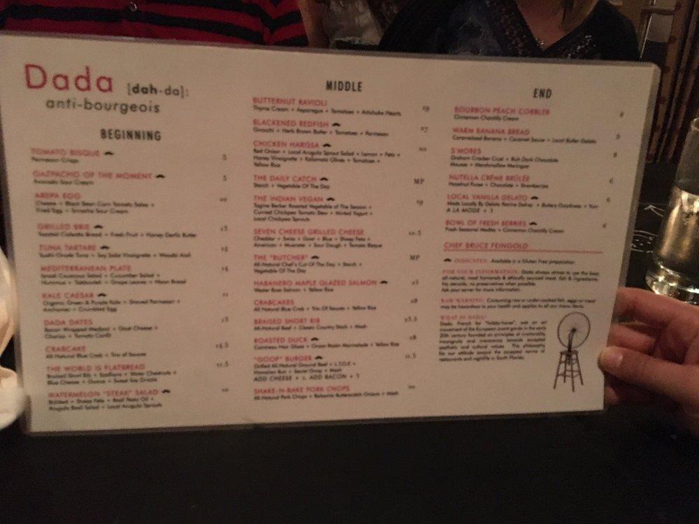 Menu at Dada pub & bar, Delray Beach