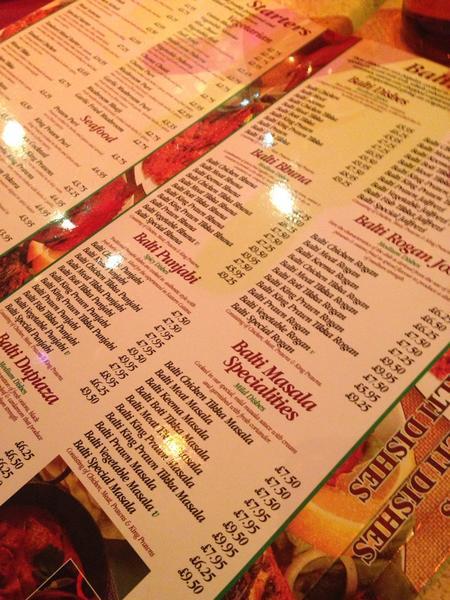 Menu at Kamran Balti House restaurant, Halifax