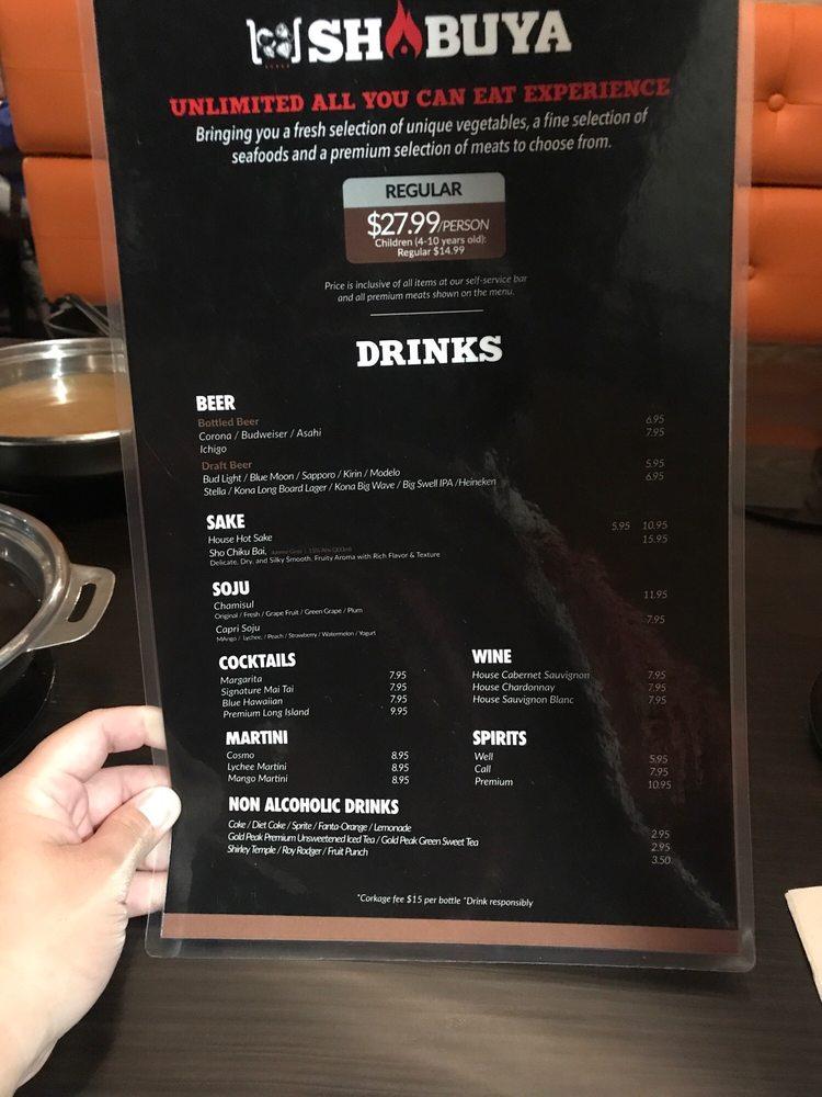 Menu at SHABUYA restaurant, Honolulu