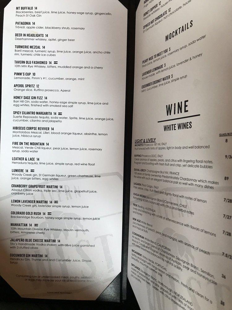Menu at Tavern West pub & bar, Frisco