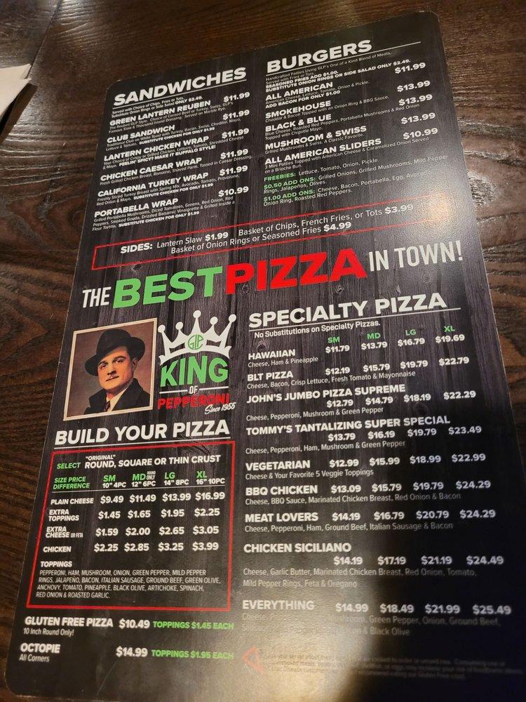 Menu at Green Lantern Pizza pub & bar, Berkley