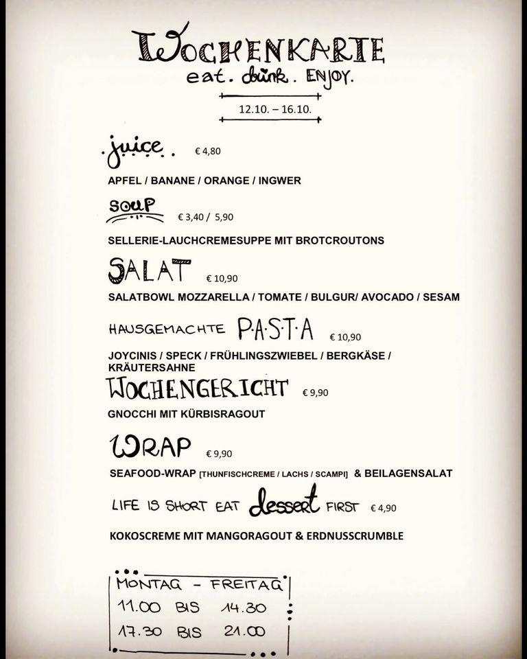 Menu at Joyce restaurant, Reutte