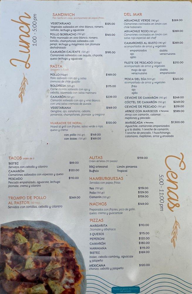 Menu at Layla's Restaurante, Puerto Vallarta