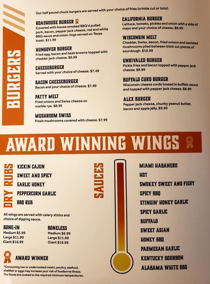 America roadhouse restaurant menu in trant