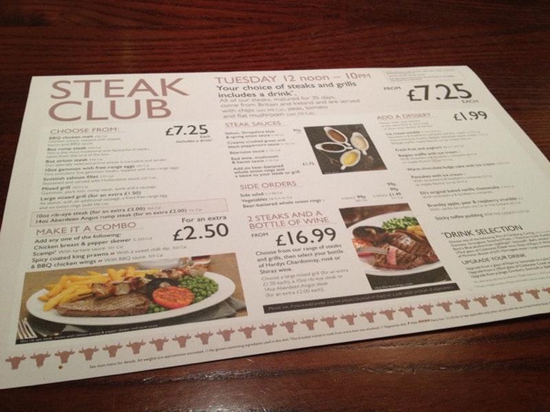 Menu at The Talk Of The Town - JD Wetherspoon pub & bar, Paignton