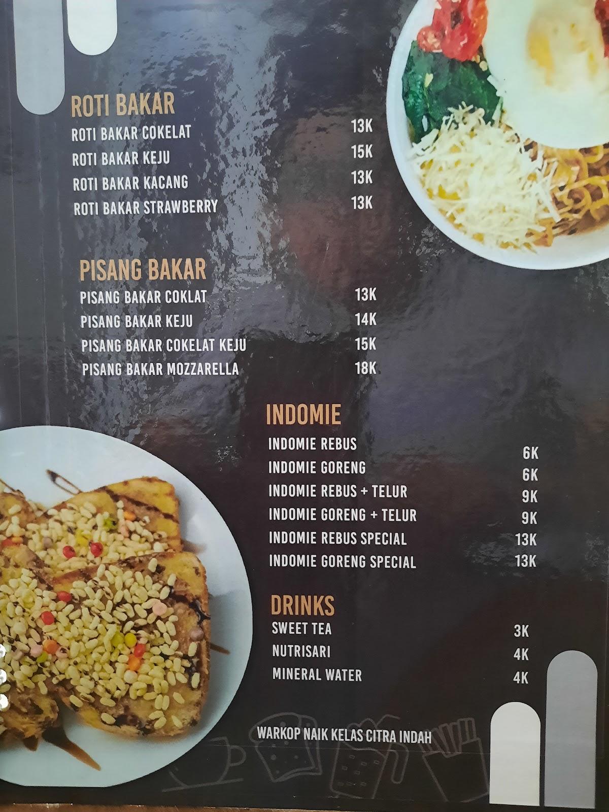 Menu at Warkop Naik Kelas Citra Indah cafe, Sukamaju