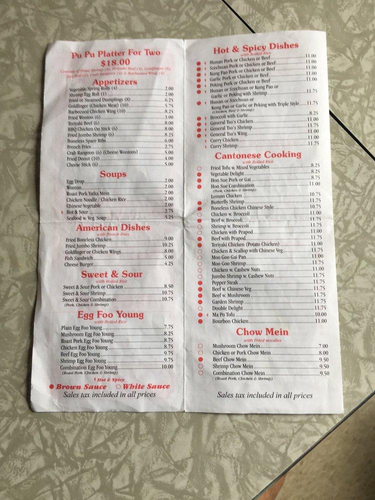 Menu at Canton Chinese Restaurant, Uniontown
