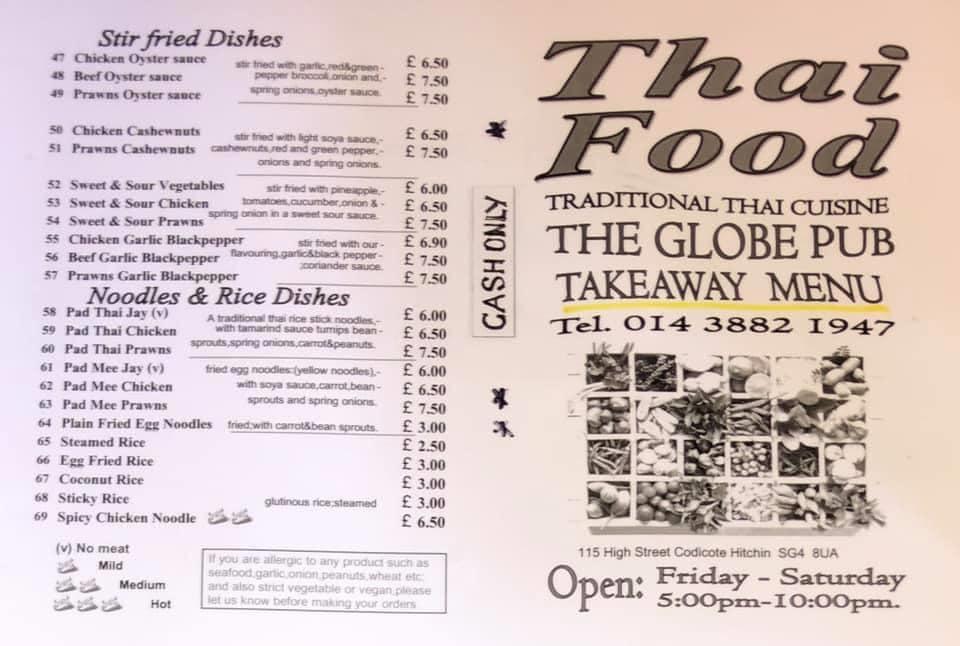 Menu at The Globe pub & bar, Codicote, 115 High St