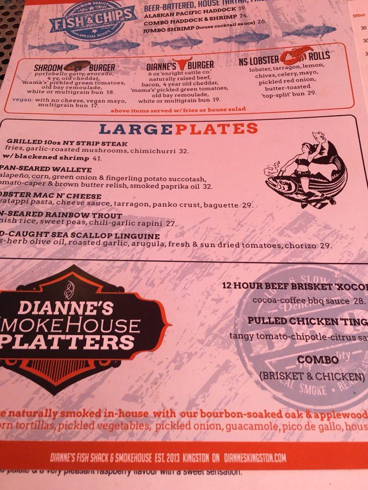 Menu at Dianne's Fish Shack & Smokehouse restaurant, Kingston