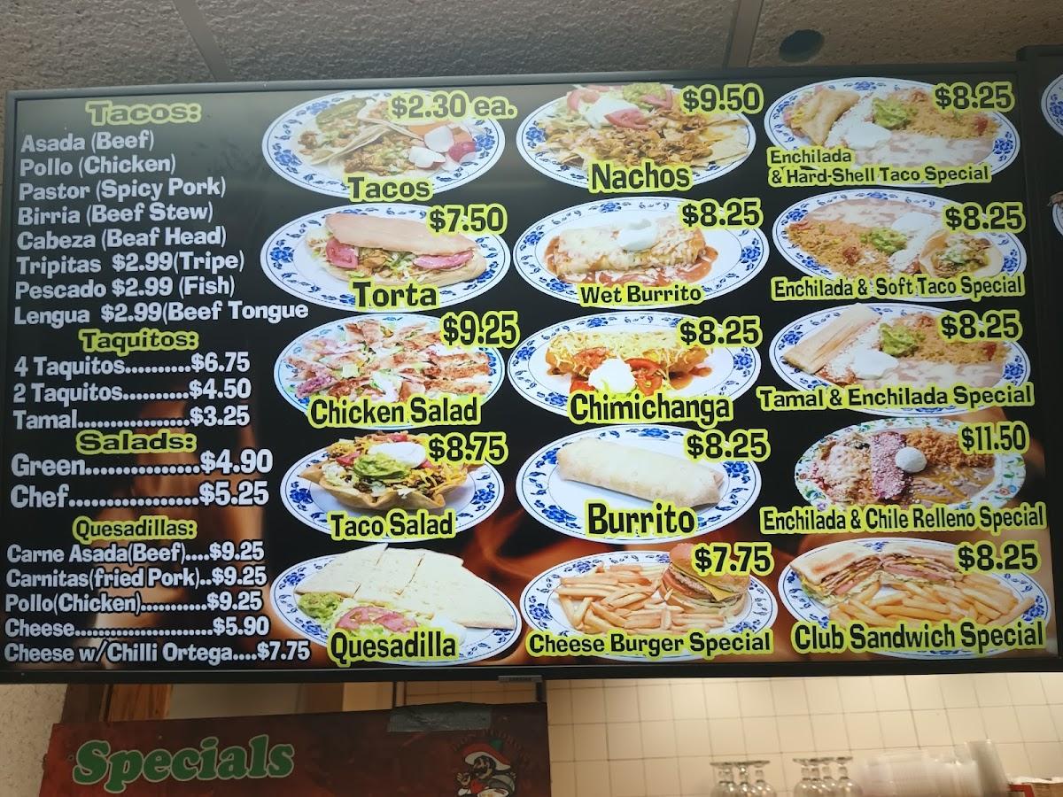 Menu at Don Pedro restaurant, Portland, SE 82nd Ave