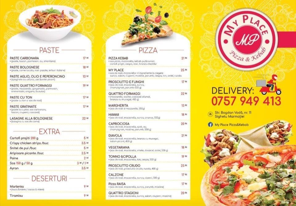Menu at MY PLACE PIZZA & KEBAB, Sighetu Marmației