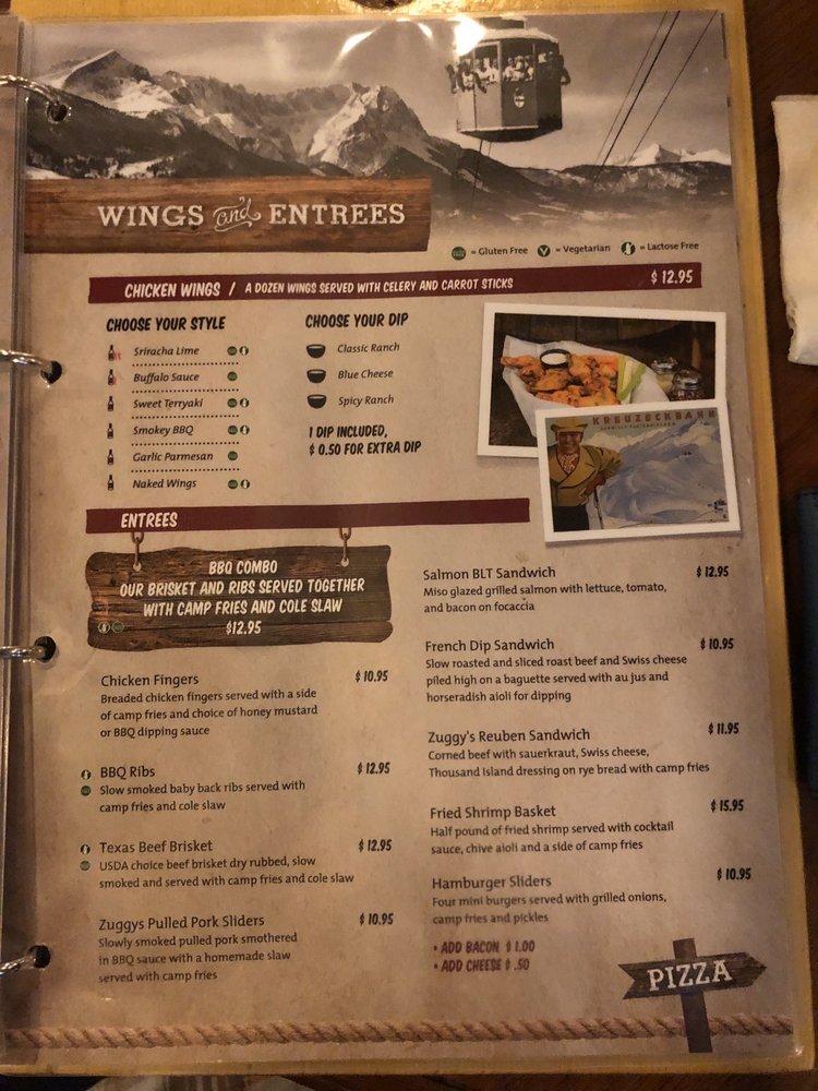 Speisekarte von Zuggy’s Base camp pub & Bar, Garmisch-Partenkirchen