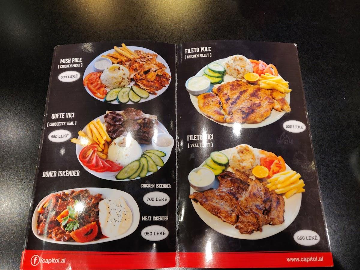 Menu at Capitol Meat & Chicken restaurant, Tirana, Kavaja St