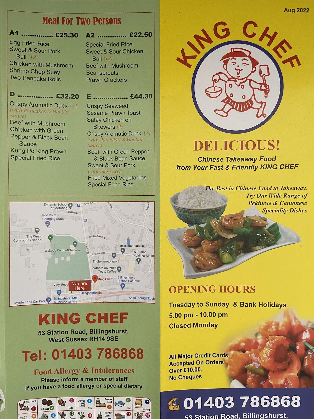 Menu at King Chef restaurant, Billingshurst