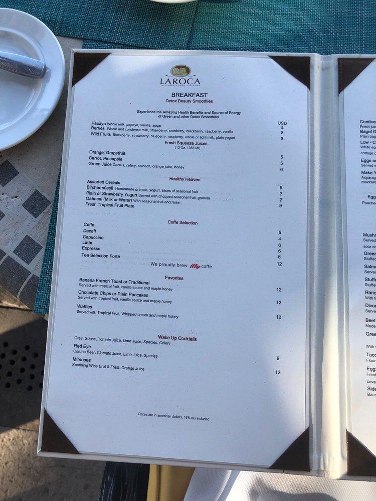 Menu at La Roca restaurant, Cabo San Lucas, Av Solmar 1B