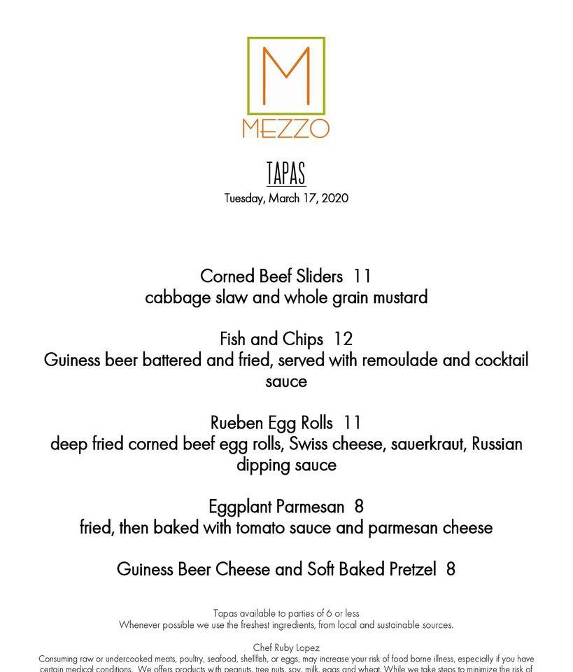 Menu at Mezzo pub & bar, Stockton