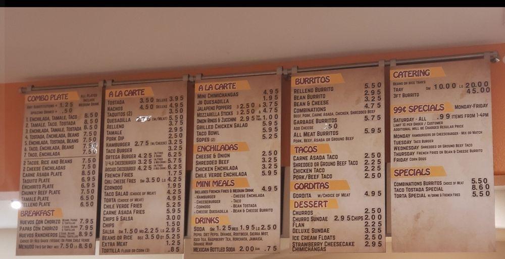 Menu at Pepito's Drive In restaurant, Highland