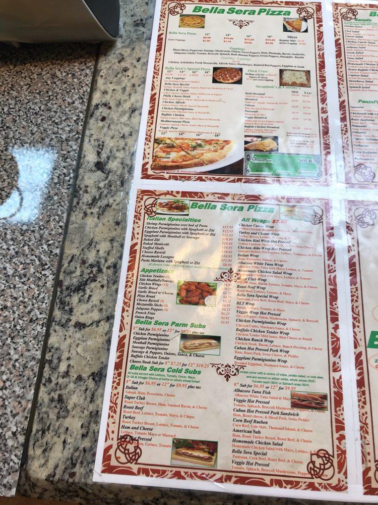 Menu at Bella Sera Pizza pizzeria, Fort Lauderdale