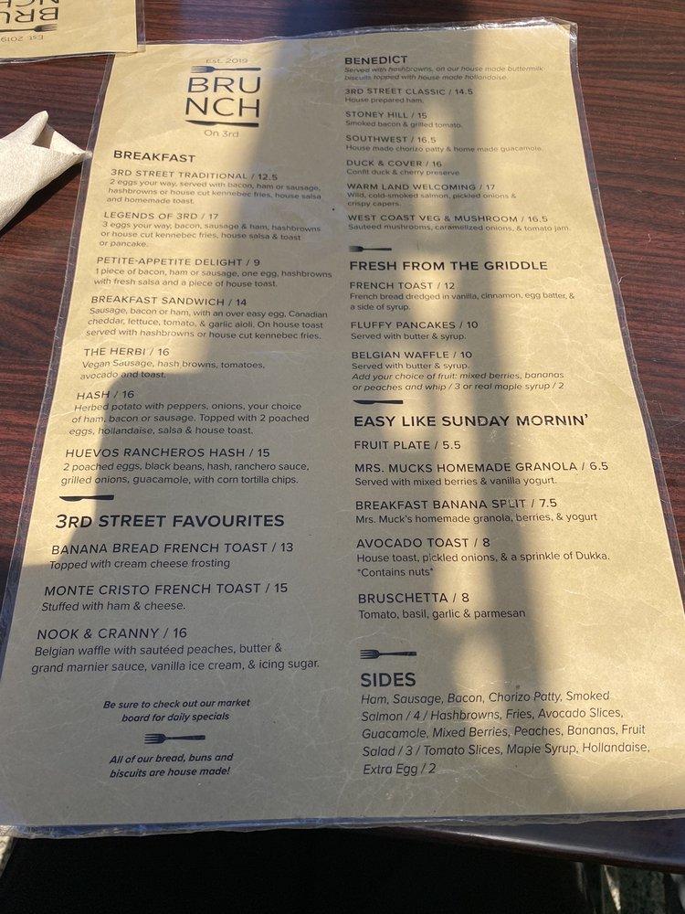 Menu at Brunch On 3rd restaurant, Duncan