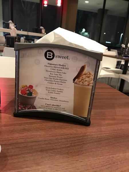 Menu at Burger 21 restaurant, Raleigh