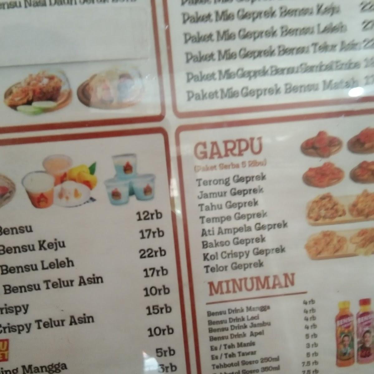 Menu at Geprek Bensu citra Raya real by RUBEN ONSU restaurant, Mekar Bakti