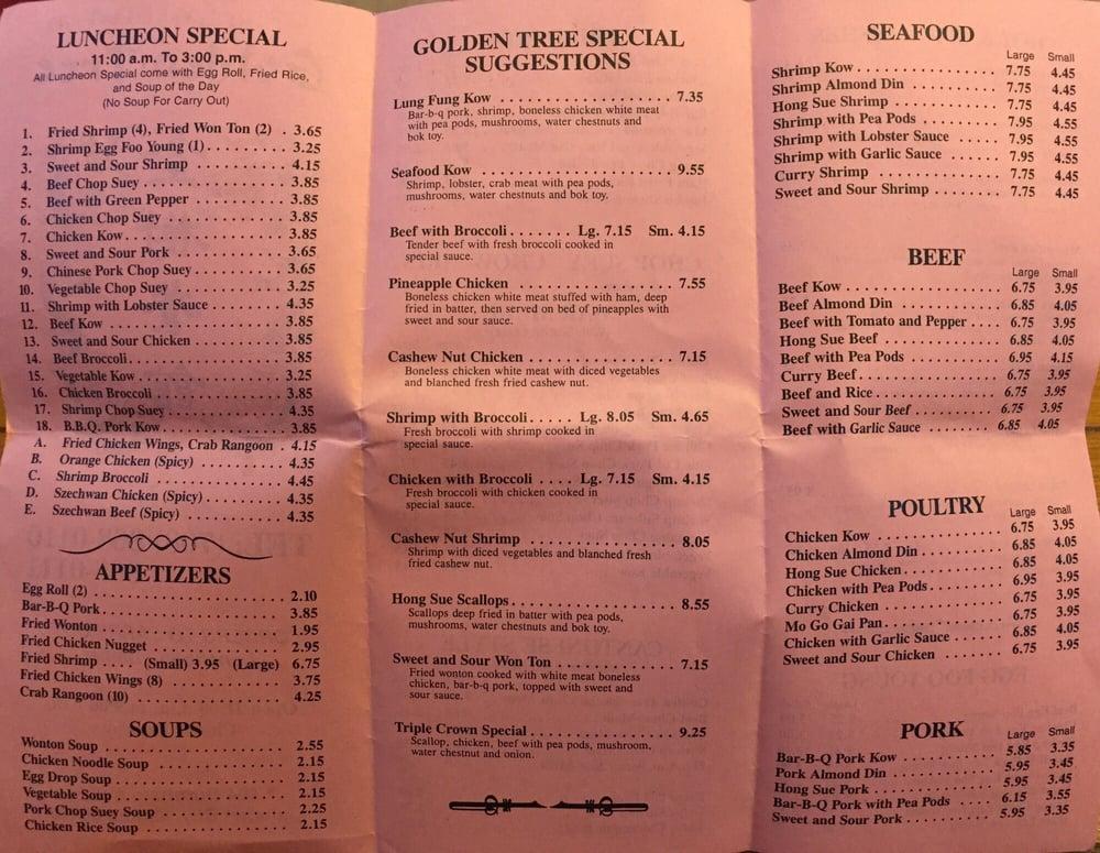 Menu at Golden Tree Restaurant, Calumet City
