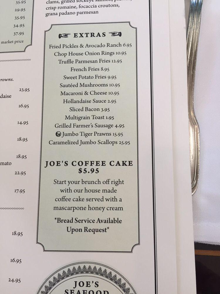 Menu at Joe Fortes Seafood & Chop House steakhouse, Vancouver, 777 ...