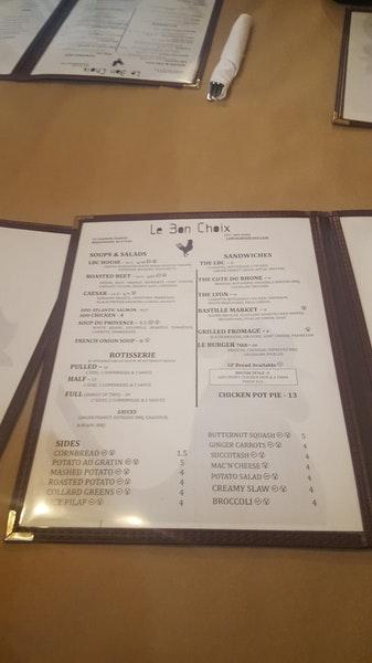 Menu at Le Bon Choix restaurant, Ridgewood